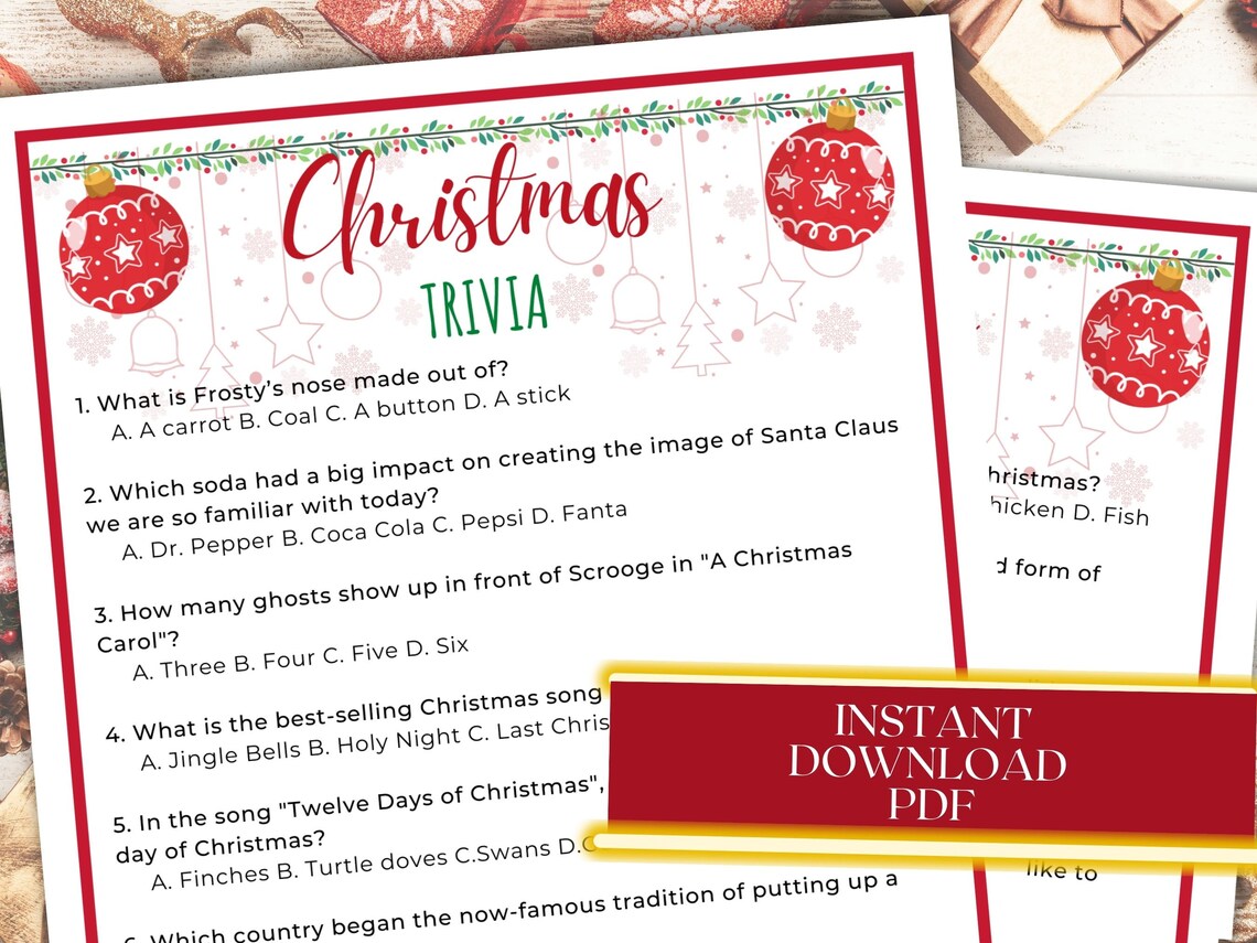 Christmas Trivia Game, Christmas Trivia Printable Game, Christmas ...