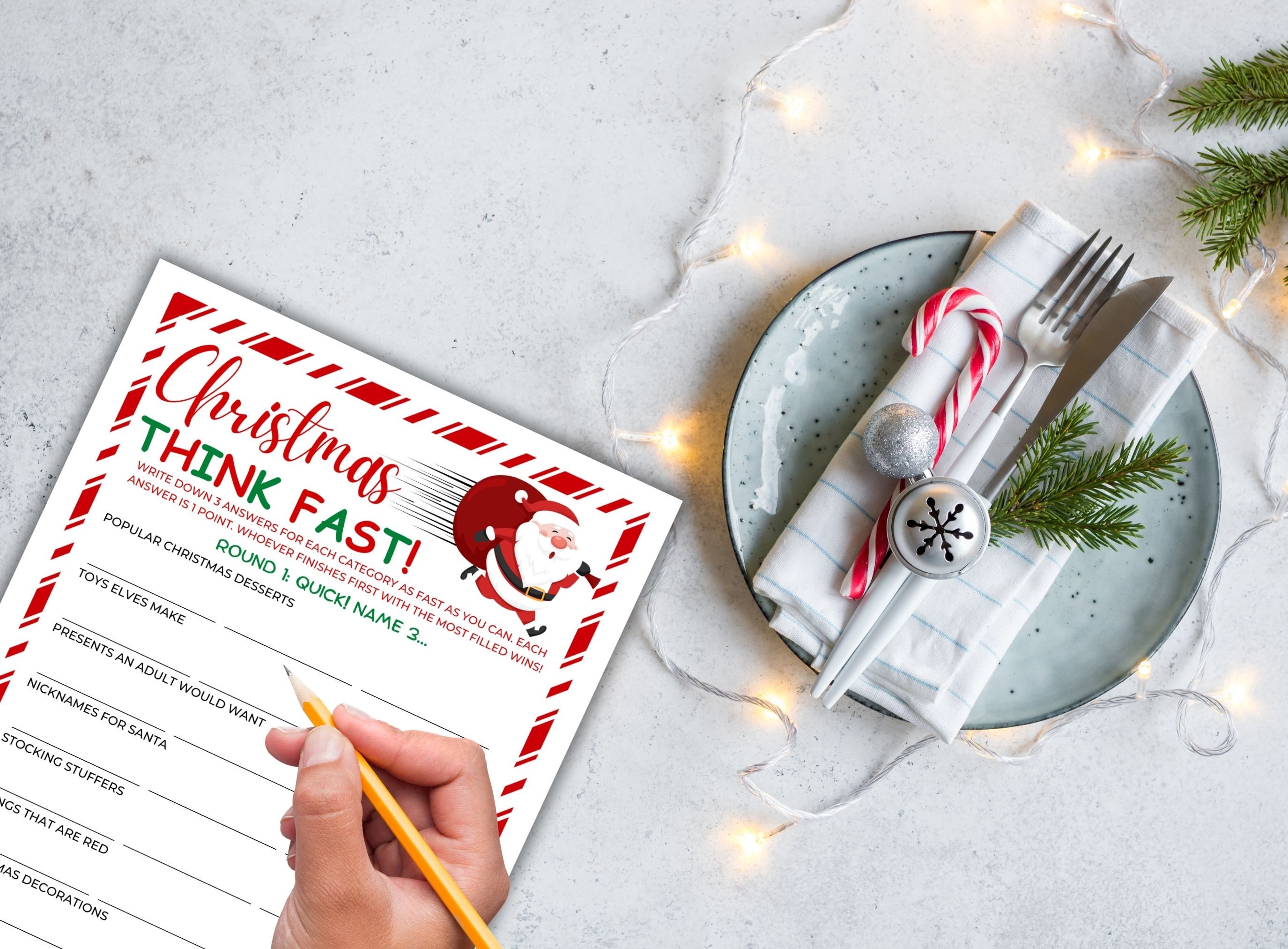 Think Fast Christmas Game, Christmas Trivia, Matching Game, Friendsmas ...