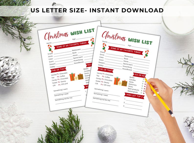 Christmas Wish List, Secret Santa Survey, Gift Questionnaire, Gift ...
