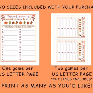 Thankful A to Z Thanksgiving Gratitude Game, I Am Thankful for ...