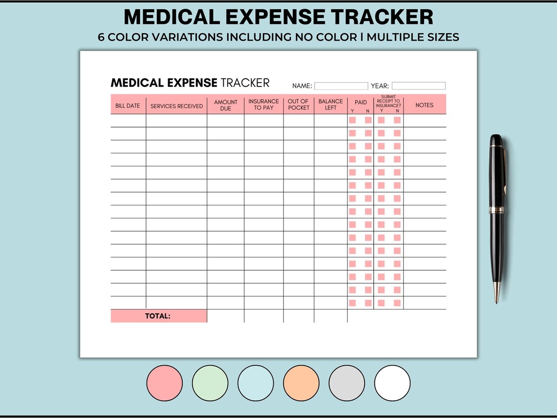 Medical Expense Tracker, Medical Bill Tracker, Medical Binder Printable ...