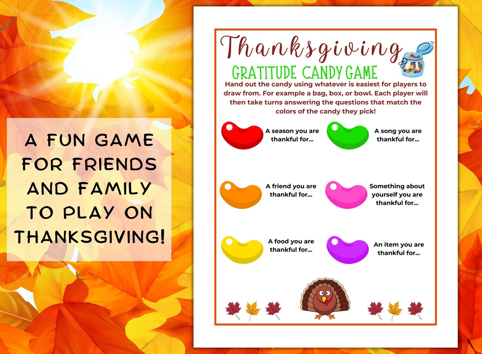Thanksgiving Gratitude Game, Kids Table Activities, Gratitude Sheet ...