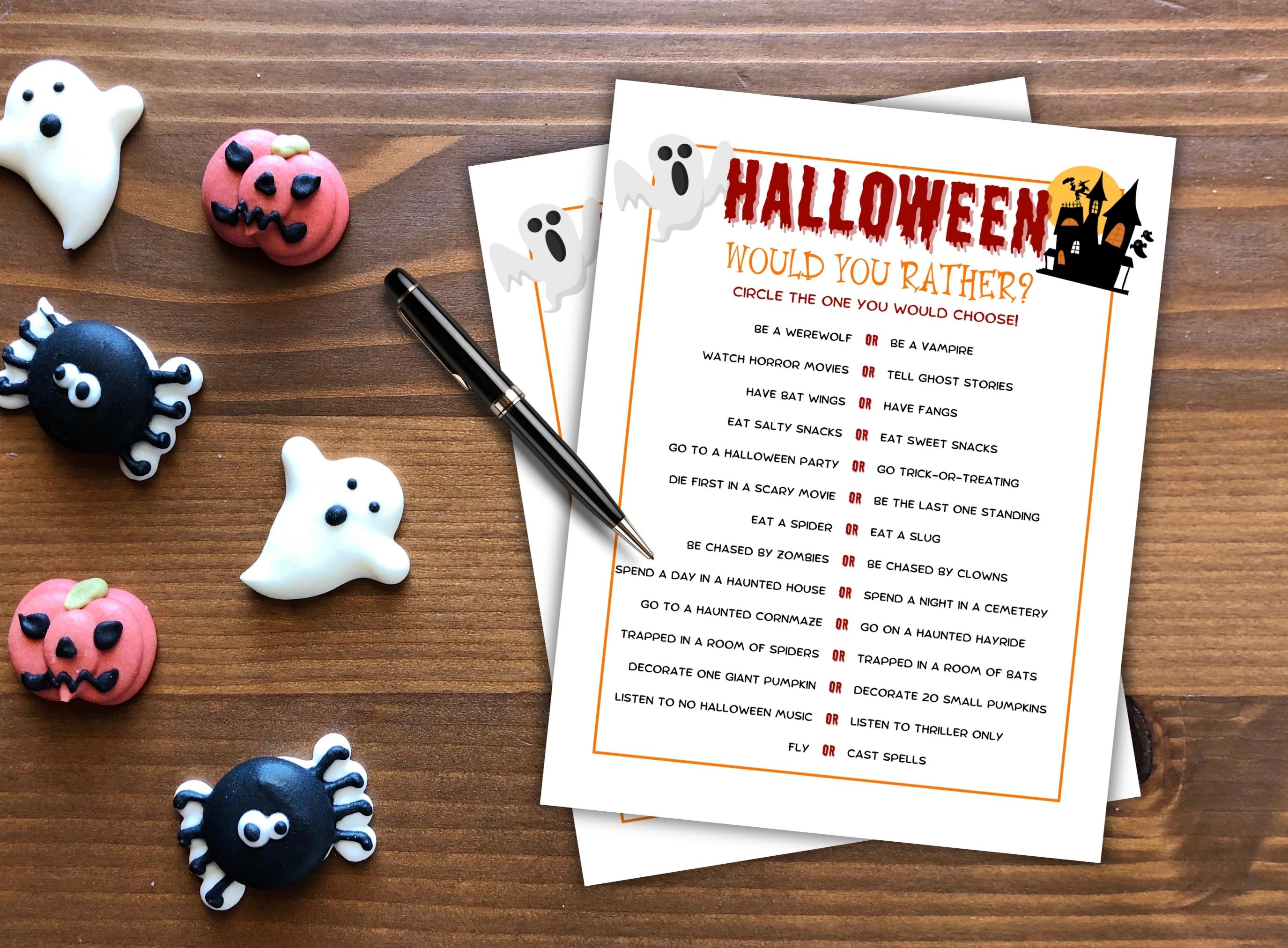 Halloween Would You Rather Printable Game, Fun This or That Activity ...