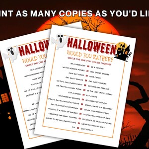 Halloween Would You Rather Printable Game, Fun This or That Activity ...
