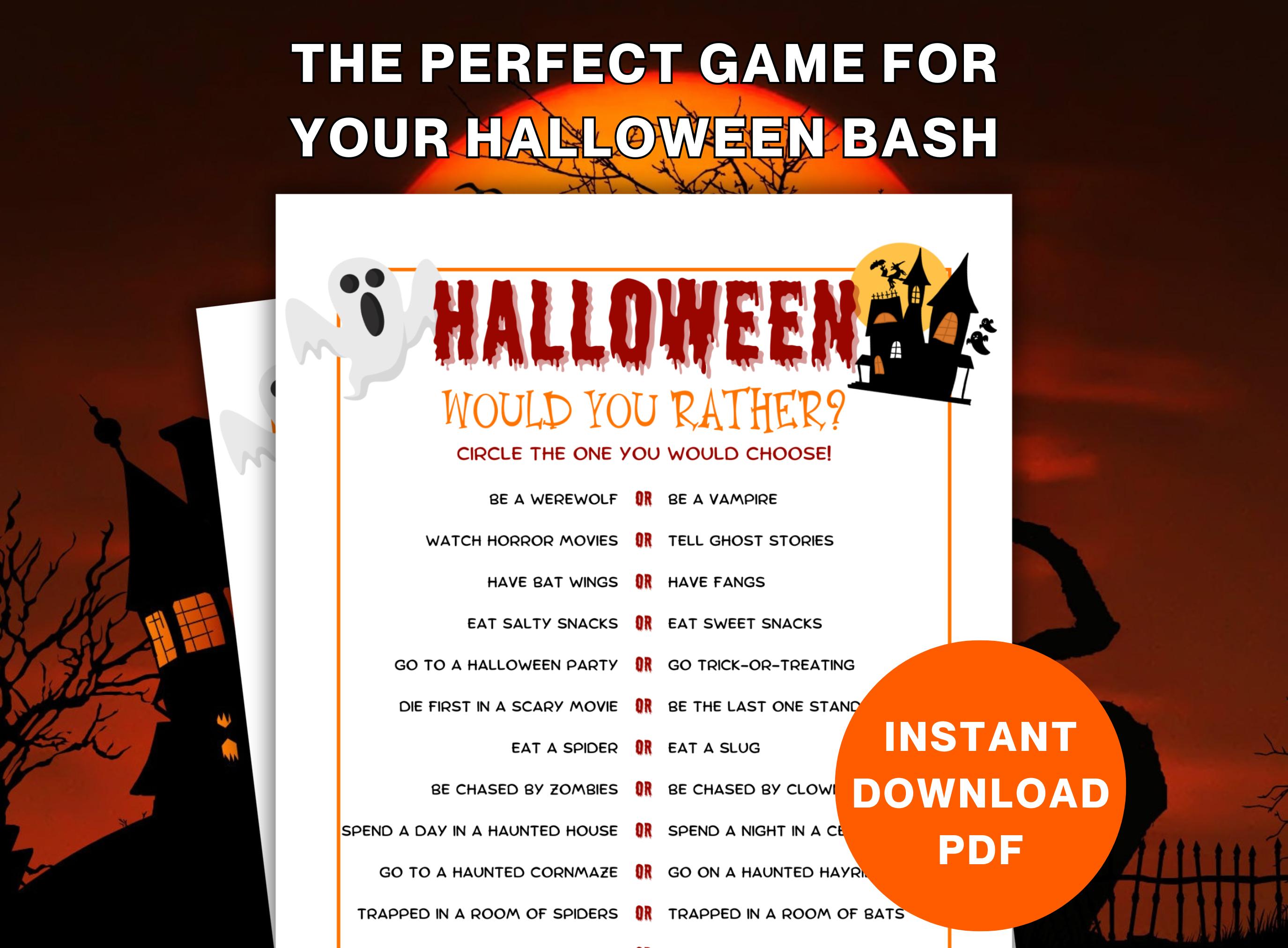 Halloween Would You Rather Printable Game, Fun This or That Activity ...