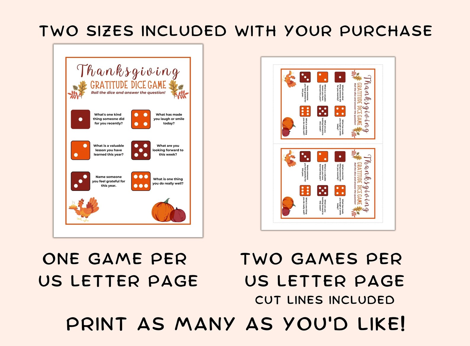 Thanksgiving Gratitude Dice Game, Thanksgiving Games Printable ...