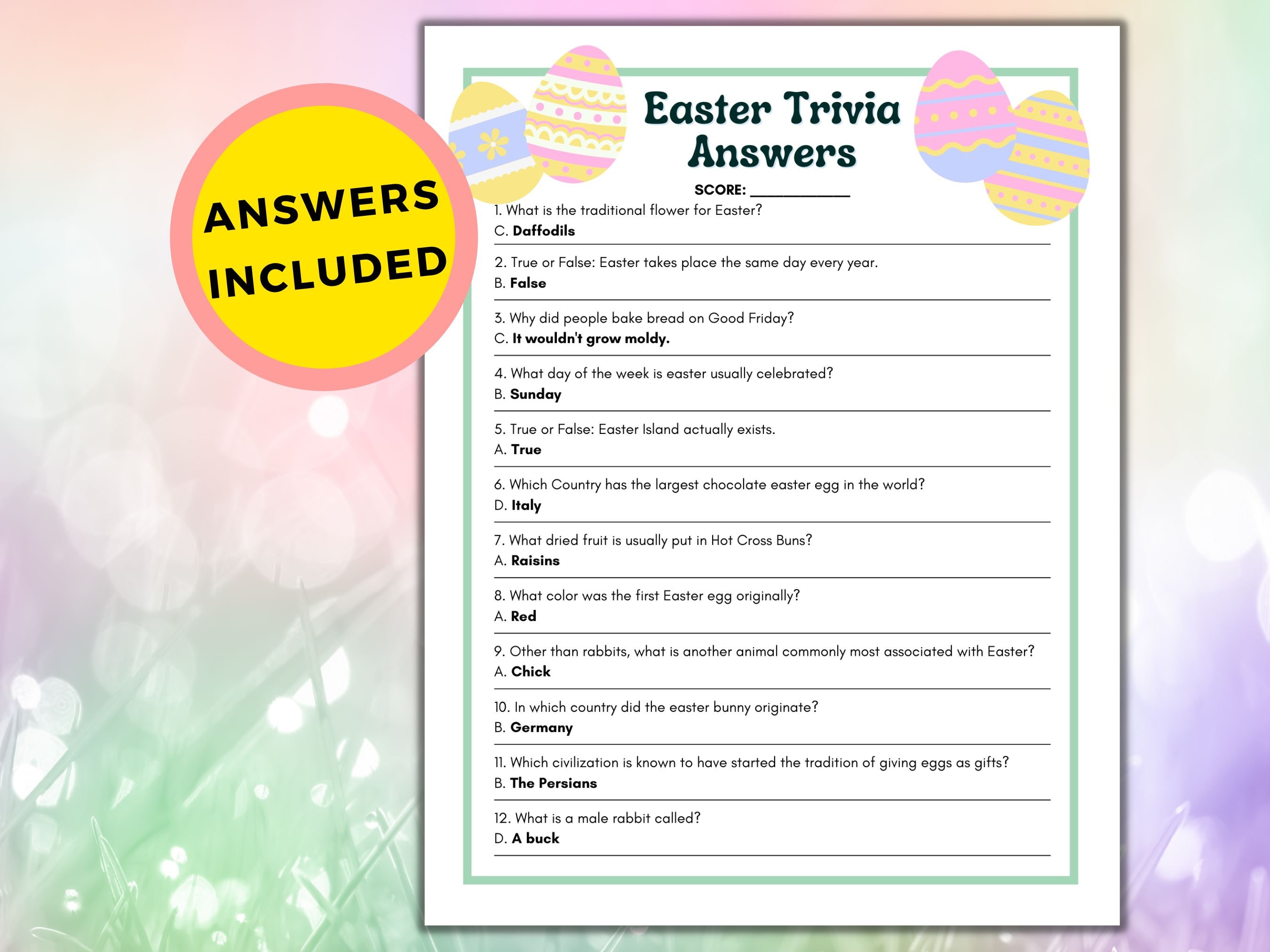 Easter Trivia Game, Printable Easter Games for Kids and Teens, Easter ...