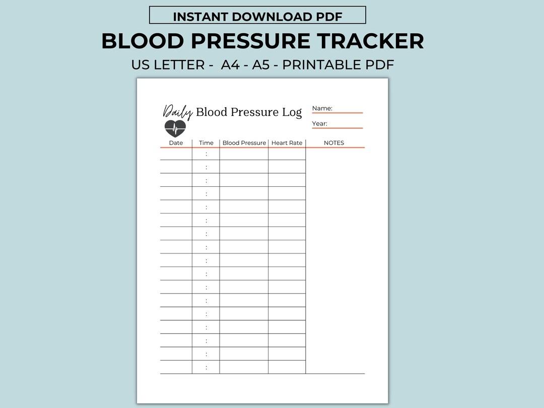 Blood Pressure Log, Blood Pressure Chart, Vital Signs Sheet, Medical ...
