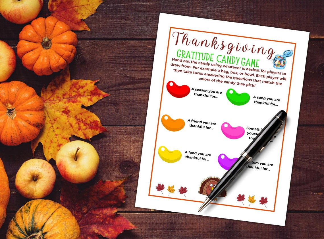 Thanksgiving Gratitude Game, Kids Table Activities, Gratitude Sheet ...