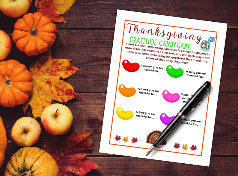Thanksgiving Gratitude Game, Kids Table Activities, Gratitude Sheet ...