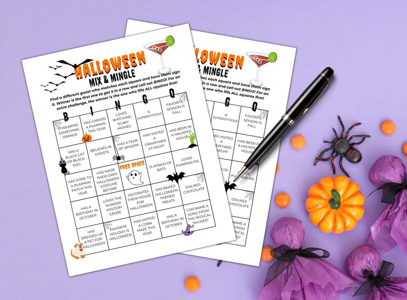 Halloween Mix and Mingle Bingo Printable, Find the Guest Game, Get to ...