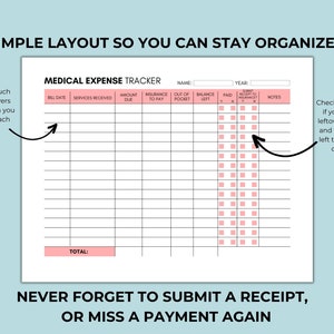 Medical Expense Tracker, Medical Bill Tracker, Medical Binder Printable ...