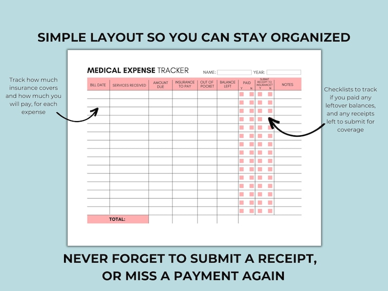 Medical Expense Tracker, Medical Bill Tracker, Medical Binder Printable ...