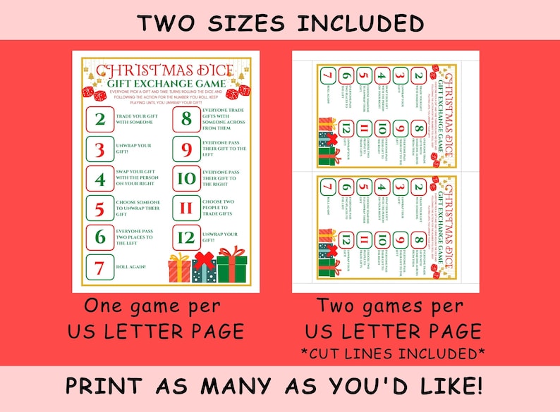 Christmas Gift Exchange Dice Game, Roll the Dice Holiday Gift Swap ...