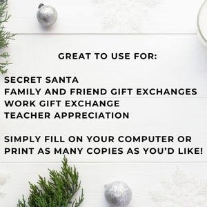 Christmas Wish List, Secret Santa Survey, Gift Questionnaire, Gift ...
