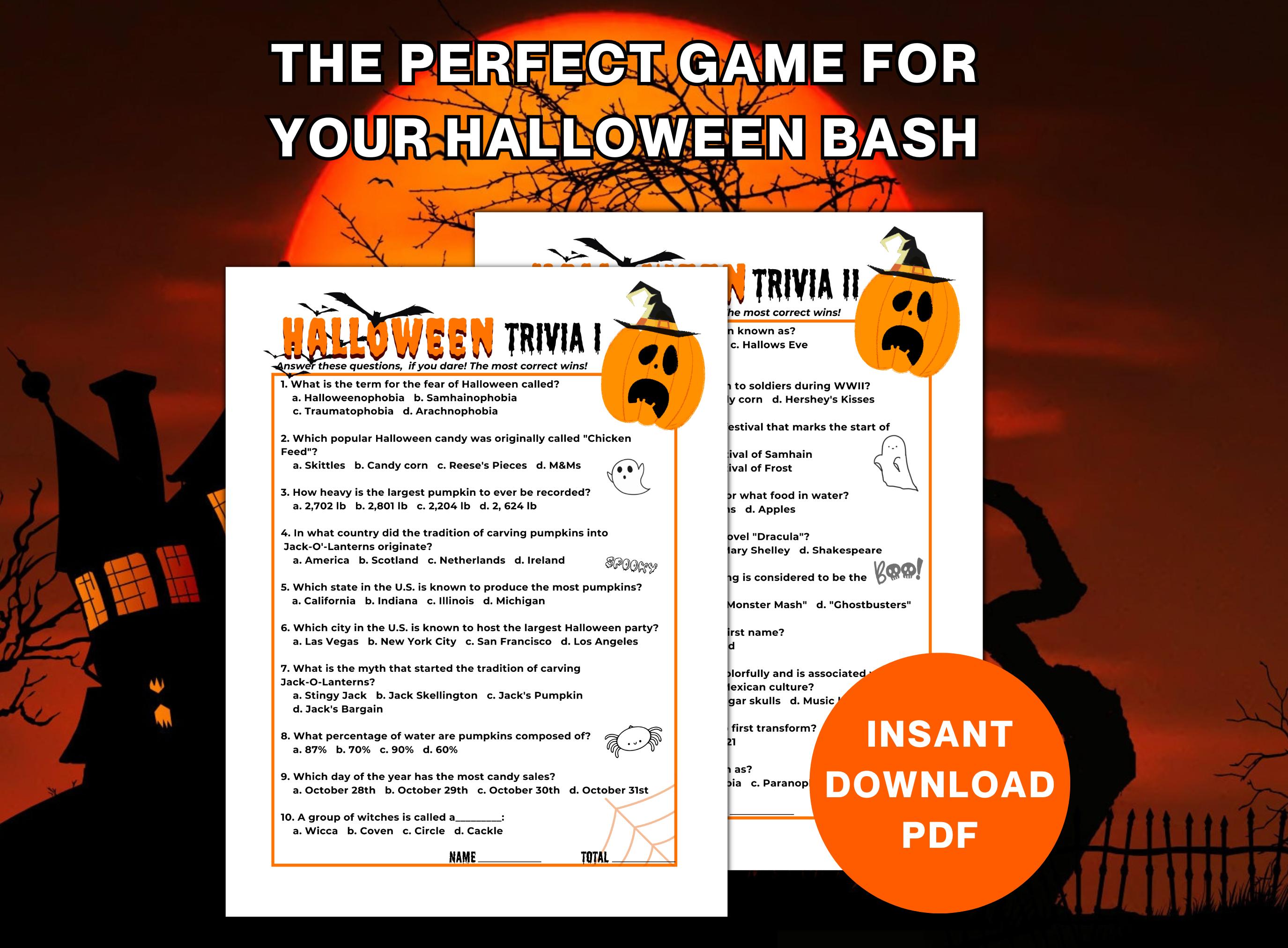 Halloween Trivia Printable Party Game, Halloween Party Games for Teens ...