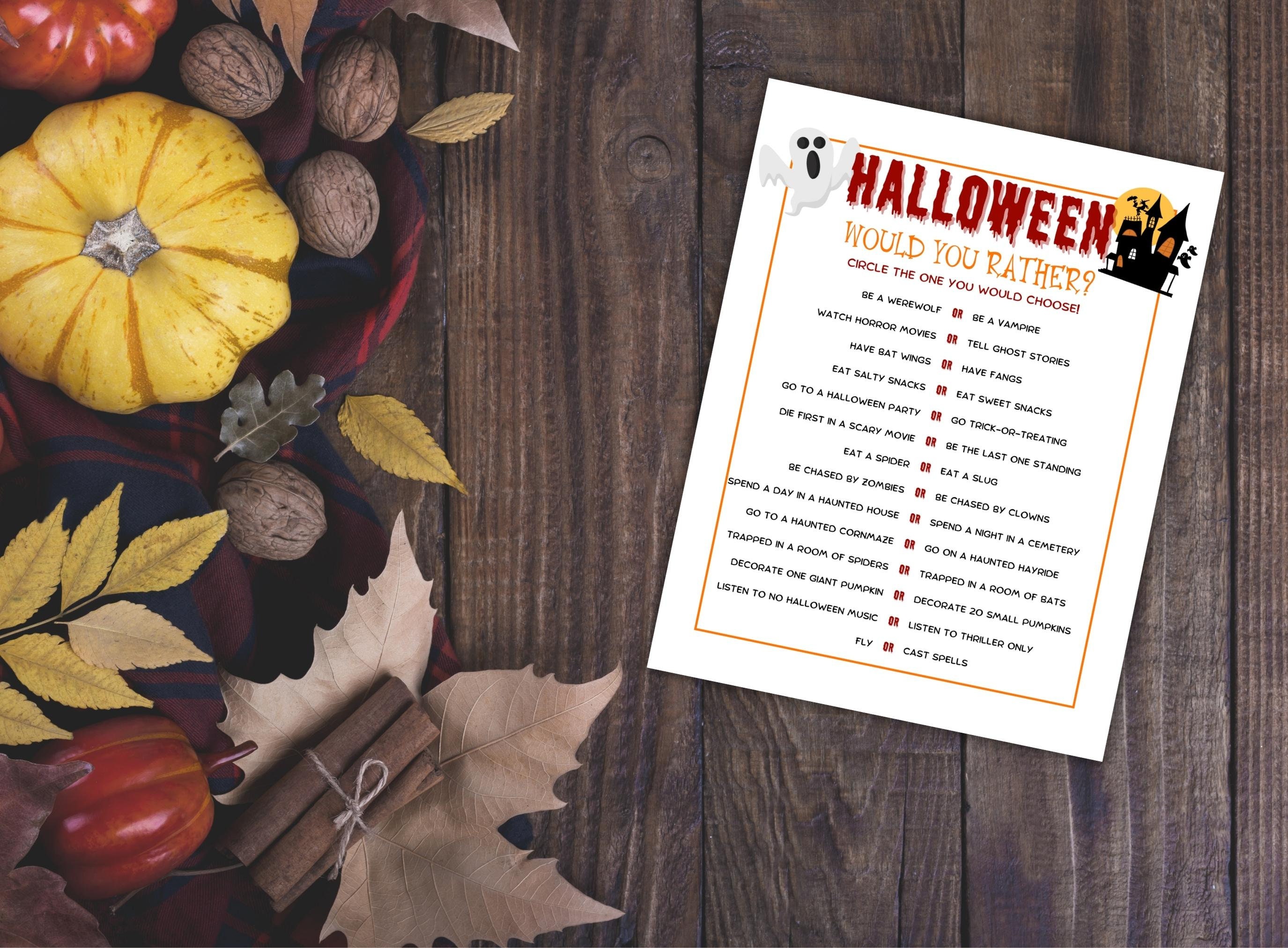 Halloween Would You Rather Printable Game, This or That Activity for a ...