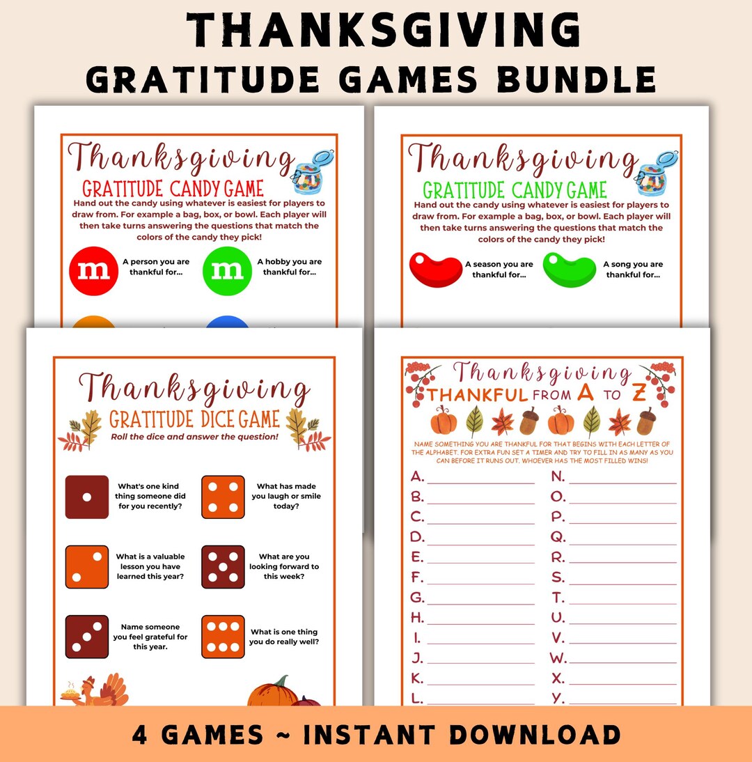 Thanksgiving Gratitude Game, Thanksgiving Game Bundle Young Kids, Kids ...