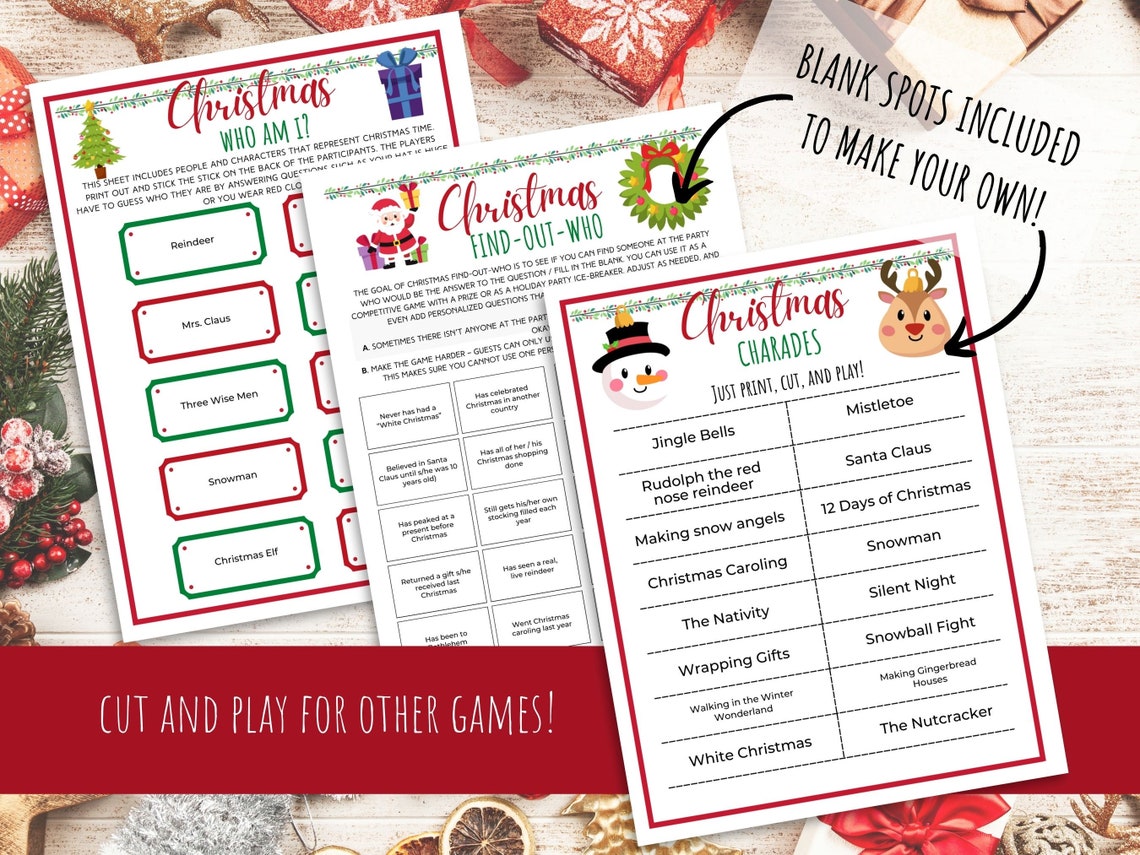 Fun Printable Christmas Party Games Bundle, Office Party Christmas ...