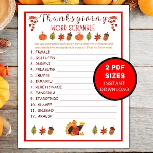 Thanksgiving Word Scramble, Thanksgiving Games Printable, Friendsgiving ...