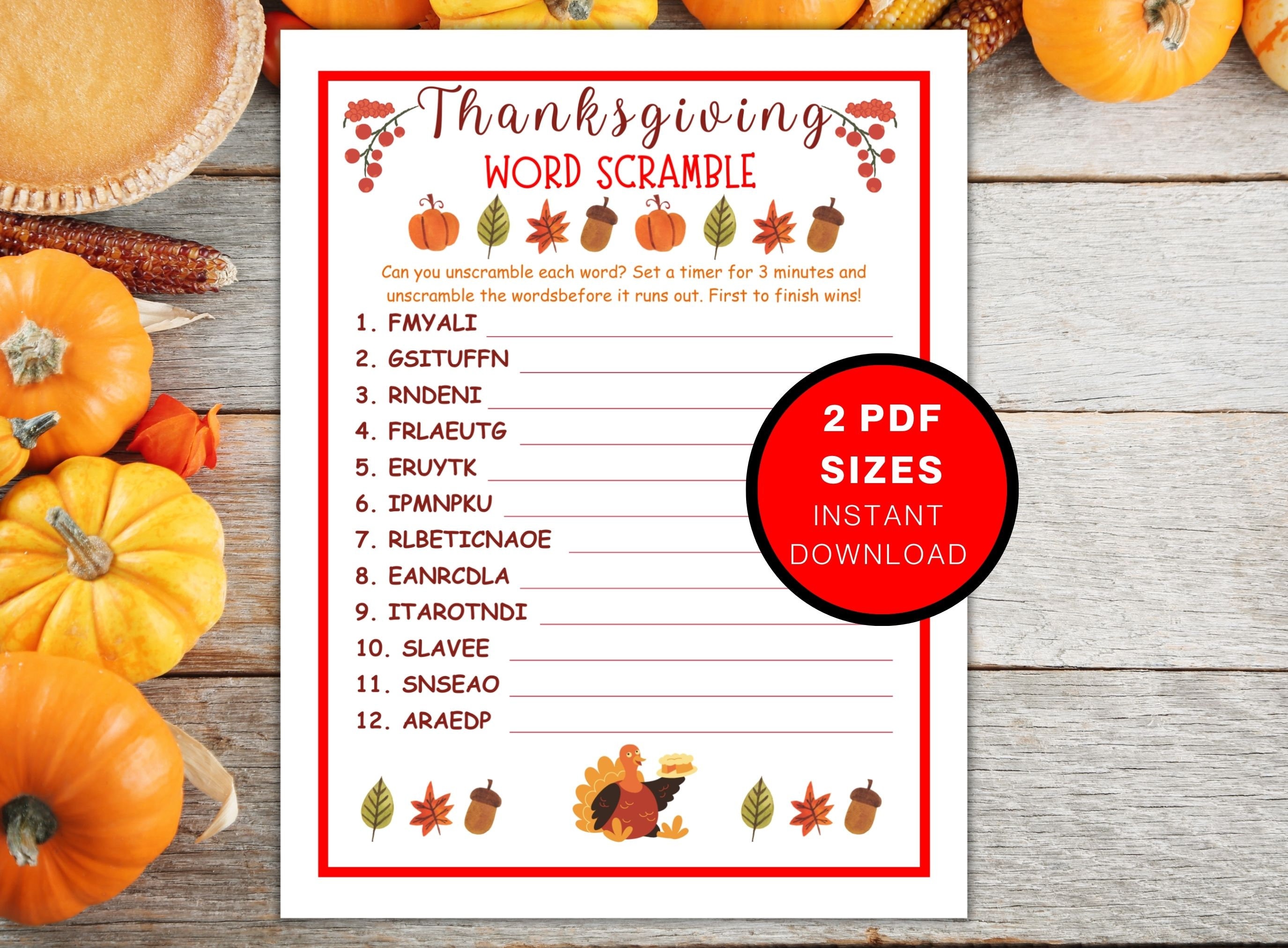 Thanksgiving Word Scramble, Thanksgiving Games Printable, Friendsgiving ...