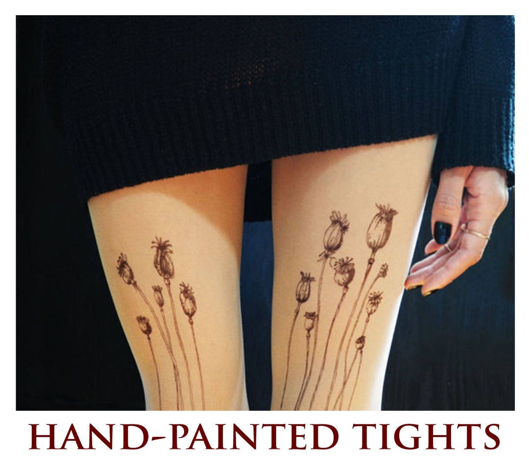 Poppy Pods Tattoo Tights - Etsy