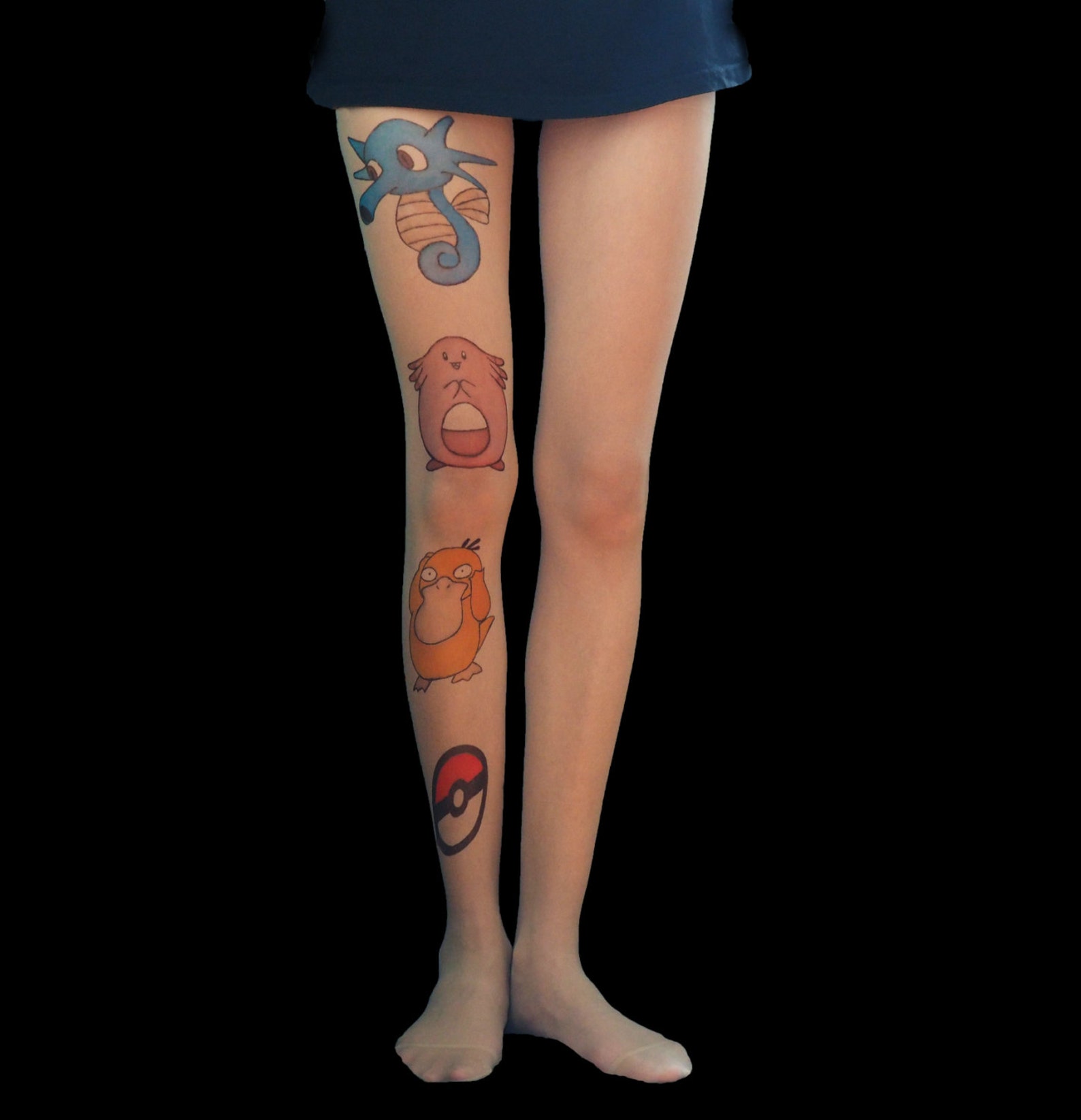 Pokemon Tattoo Tights Horsea Chansey Psyduck Pokemon Go - Etsy