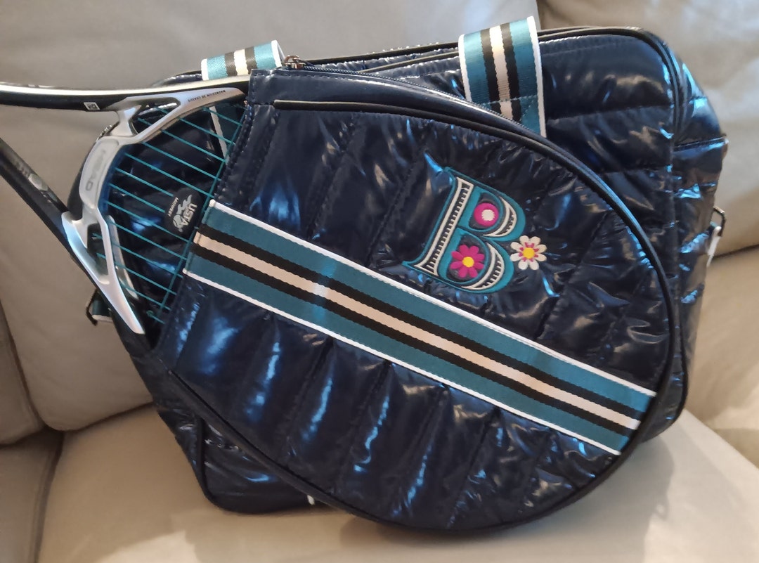 Neoprene Puffy Navy Tennis Bag With Free Embroidery Fits 105 or Less - Etsy