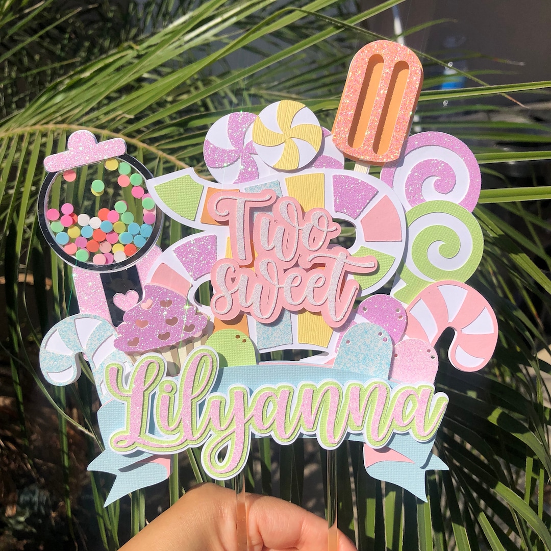 Candyland Inspired Cake Topper, Candy Party Cake Topper, Two Sweet Cake ...