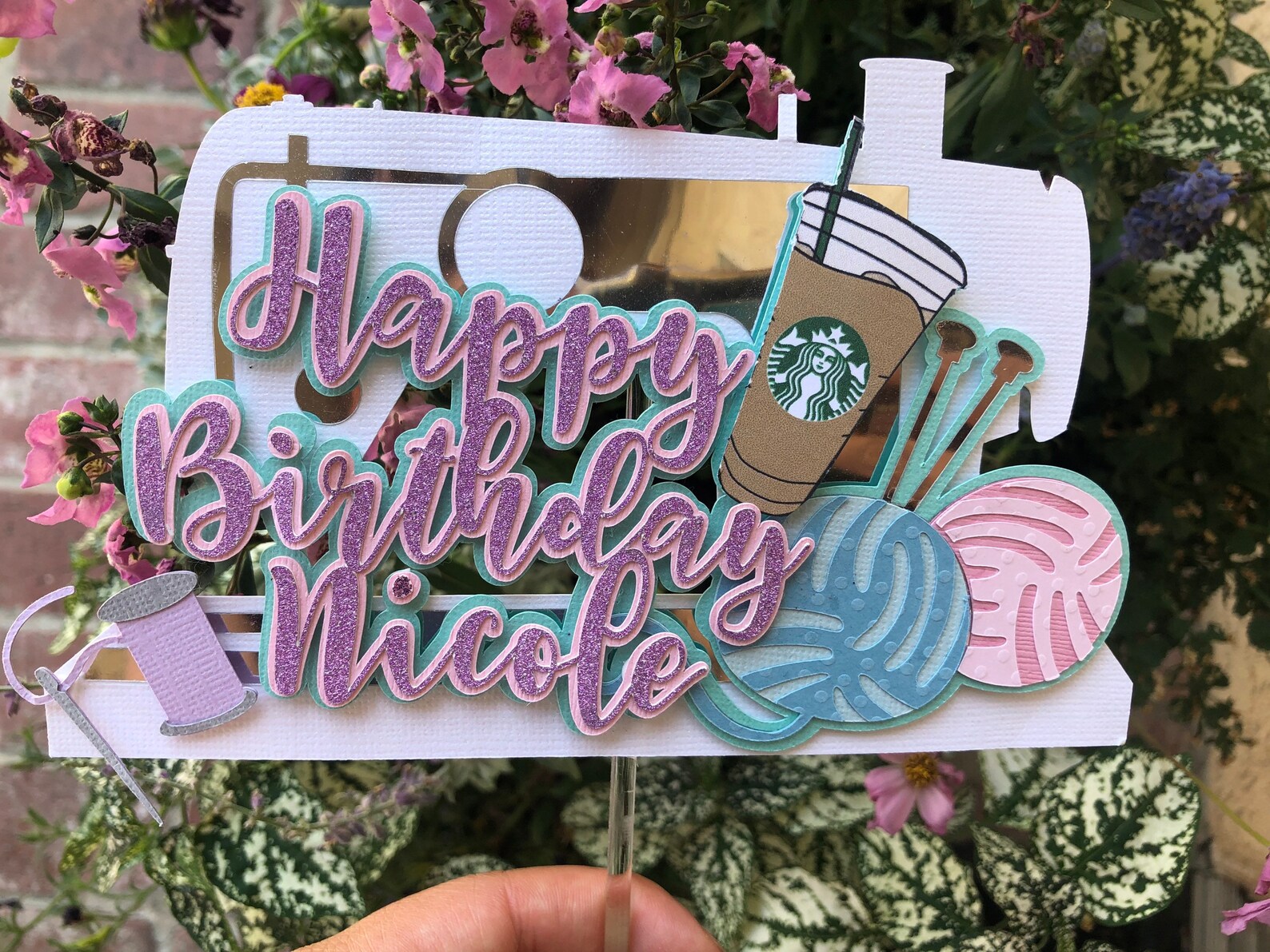 Custom Interest Cake Topper, Knitting Cake Topper, Starbucks Cake ...