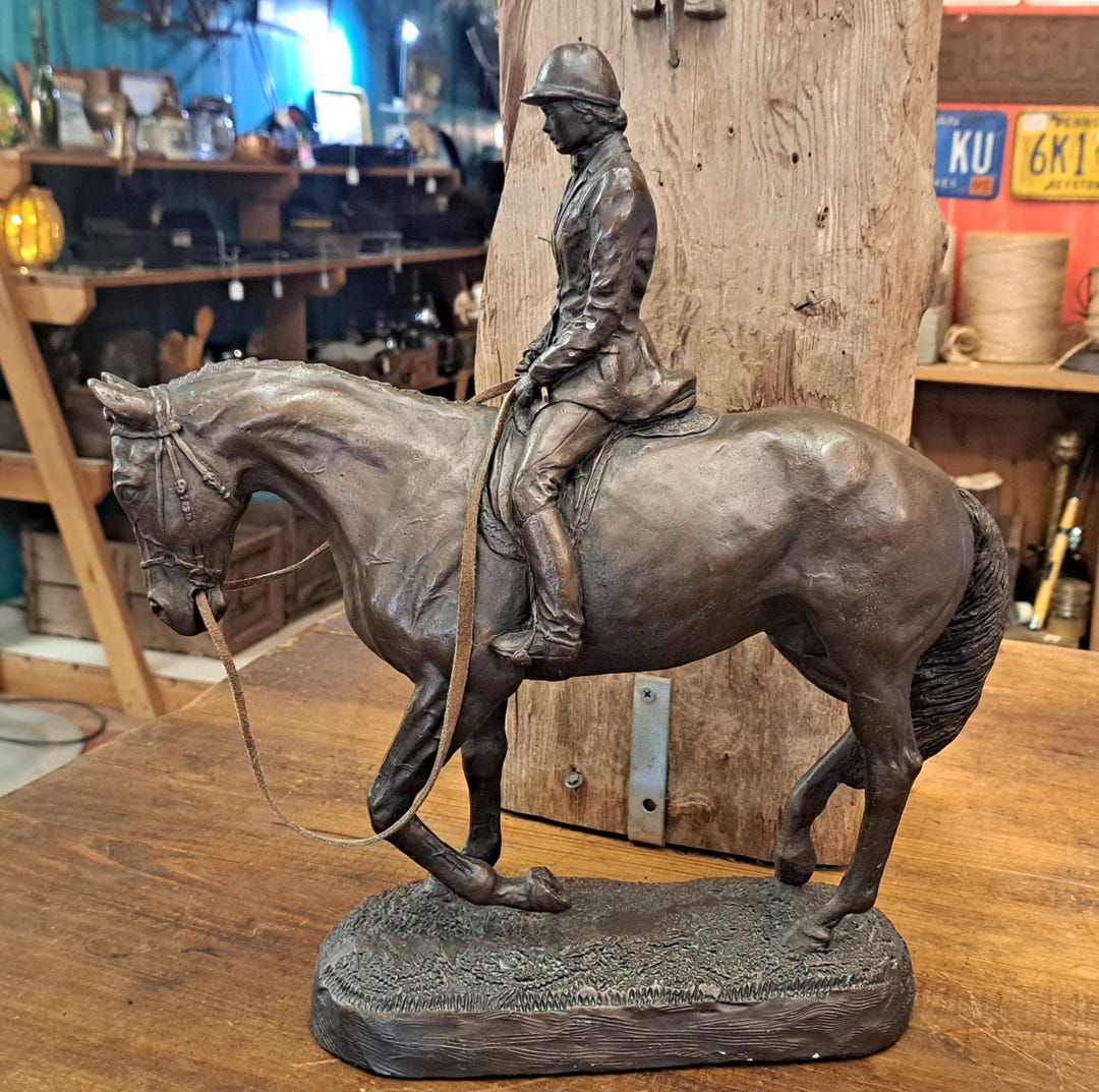 Really Beautiful Statue of Horse and Rider by Nancy Welmer Belden ...