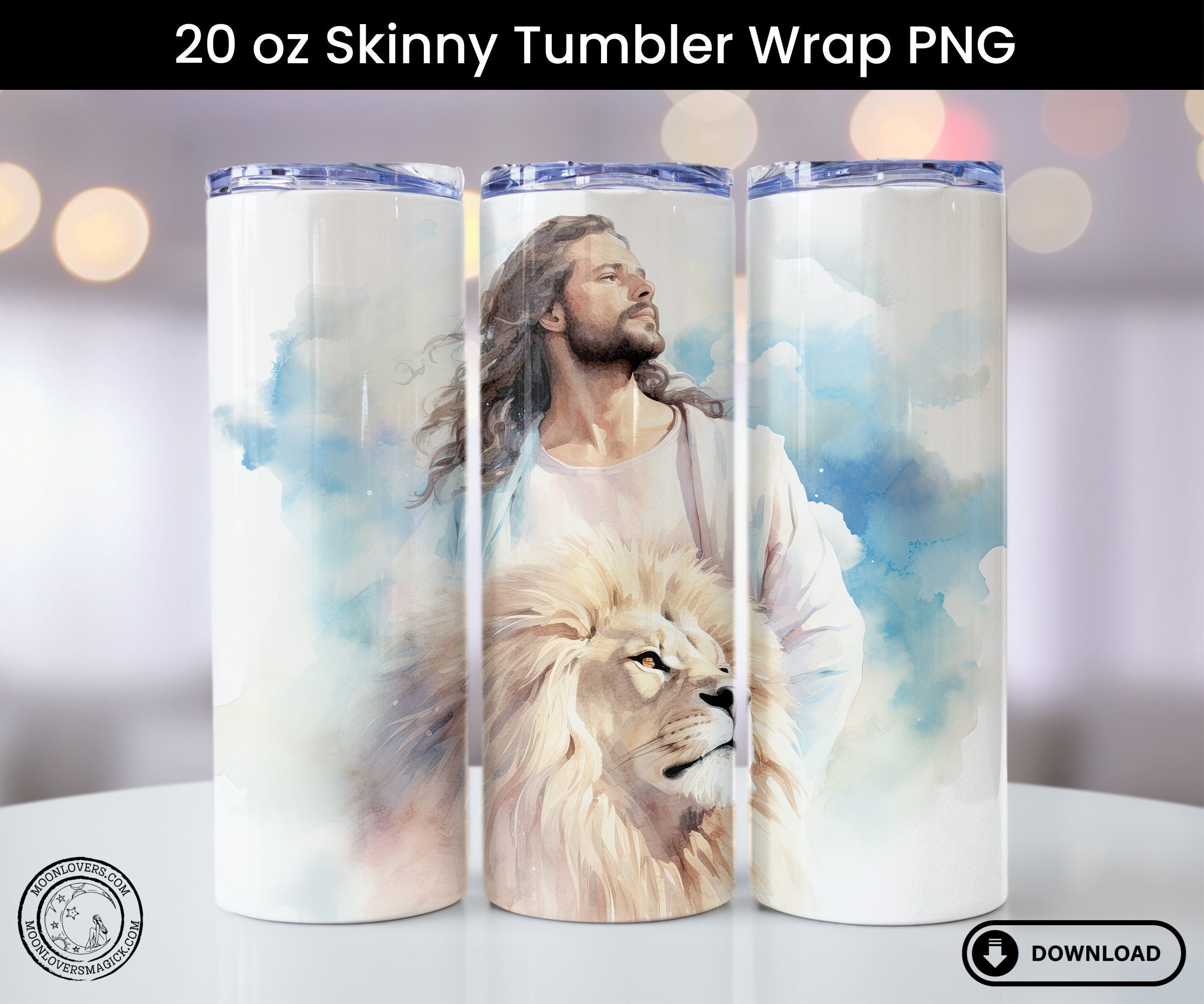 Jesus Christ Tumbler Wrap, Jesus With Lion Faith Sublimation Design ...
