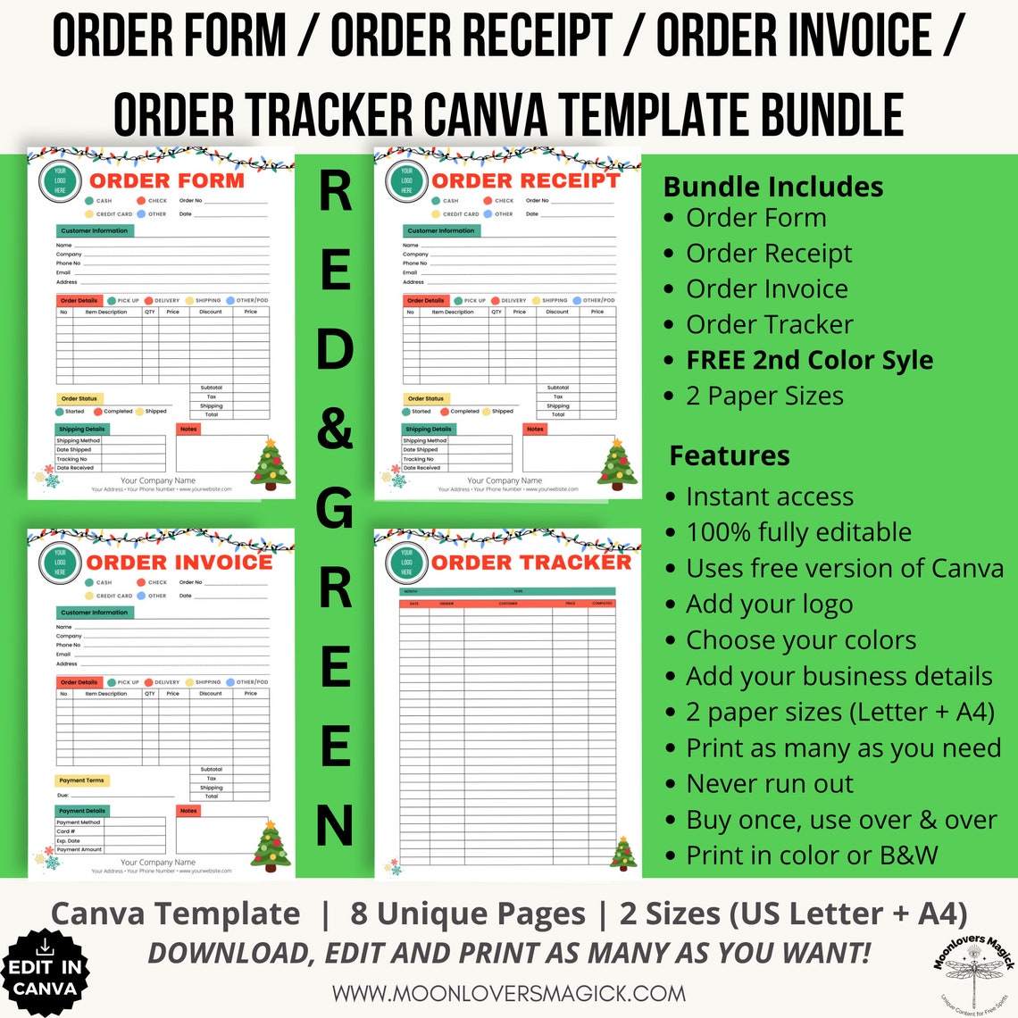 Christmas Order Form Template, Custom Logo Order Tracker, Order Receipt ...