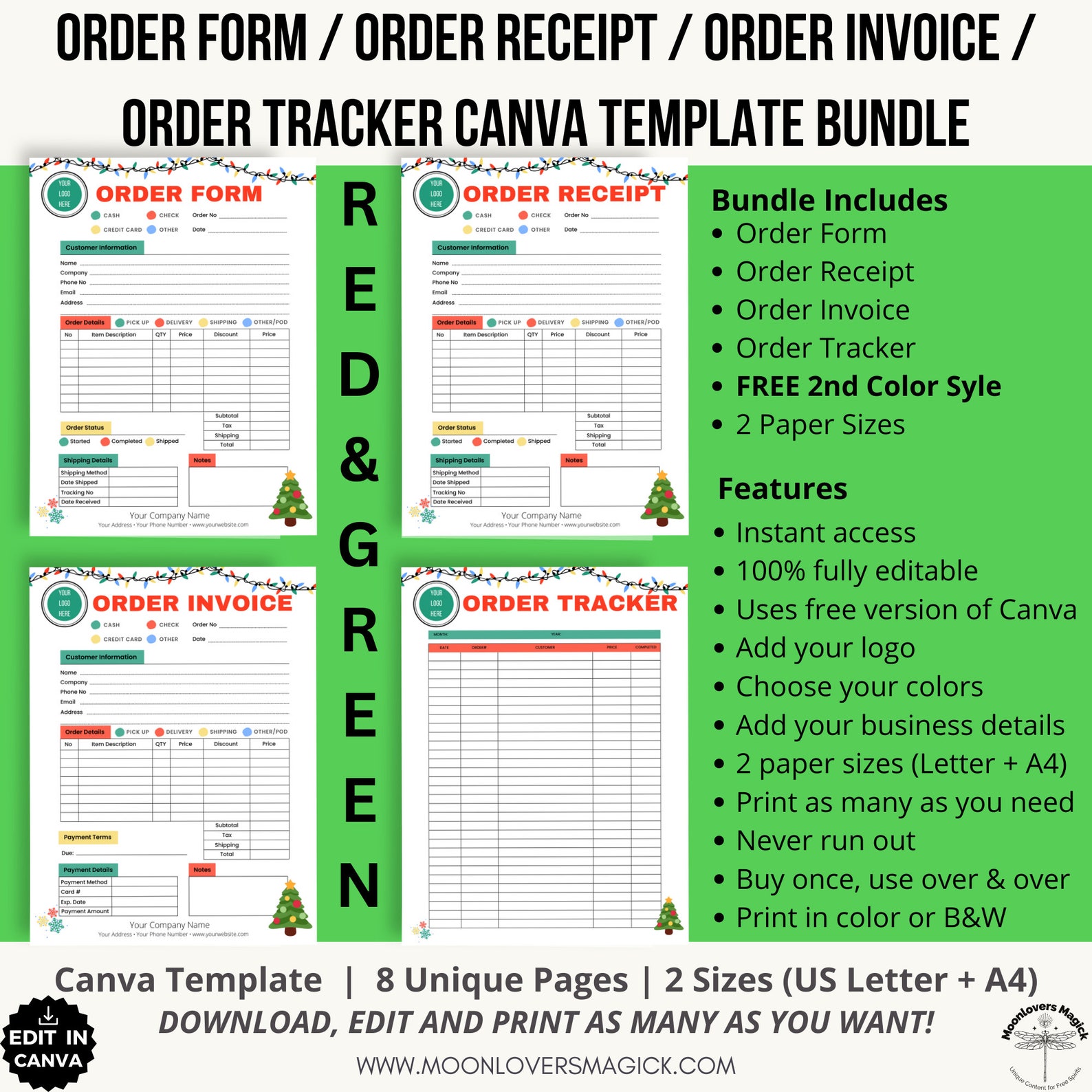 Christmas Order Form Template, Custom Logo Order Tracker, Order Receipt ...