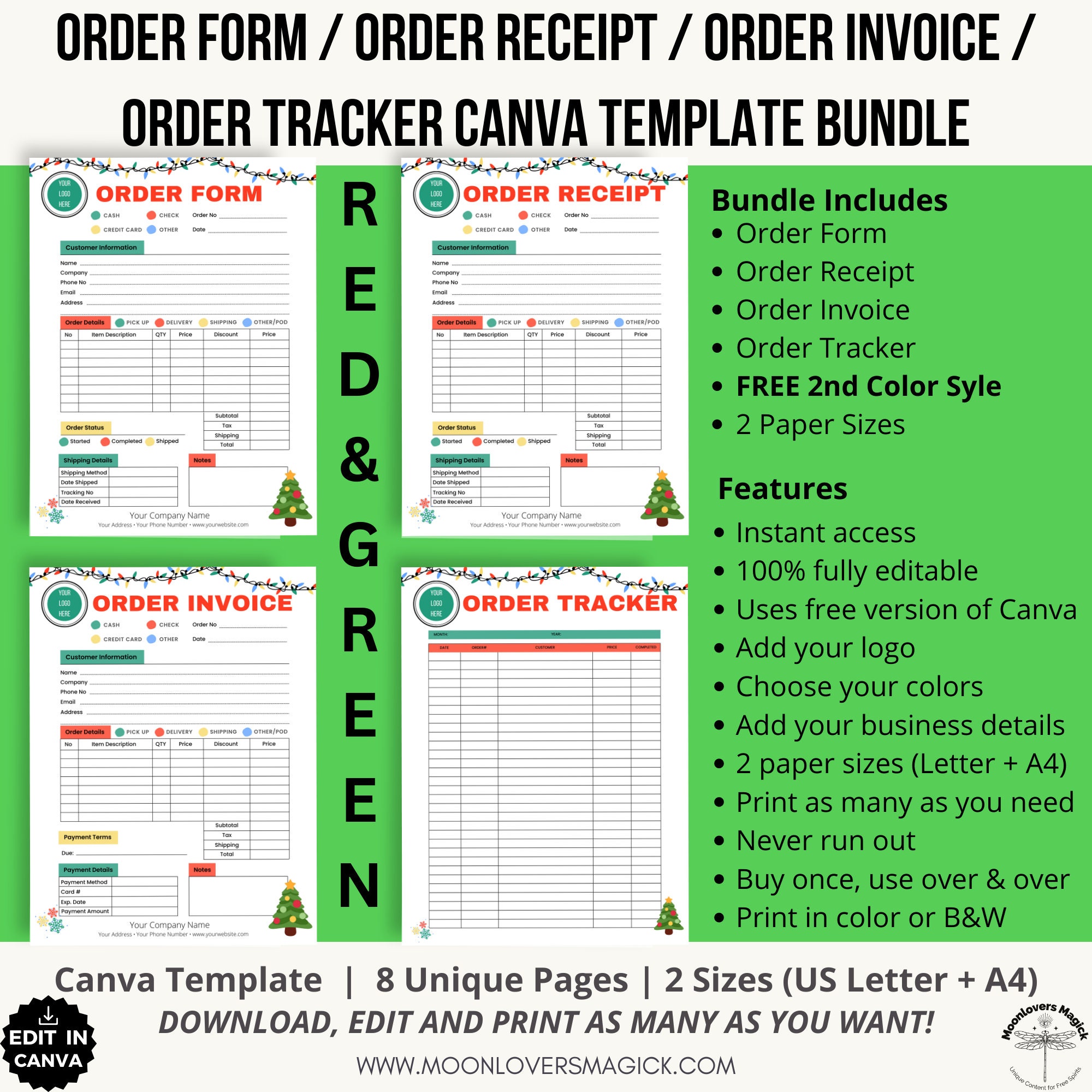 Christmas Order Form Template, Custom Logo Order Tracker, Order Receipt ...