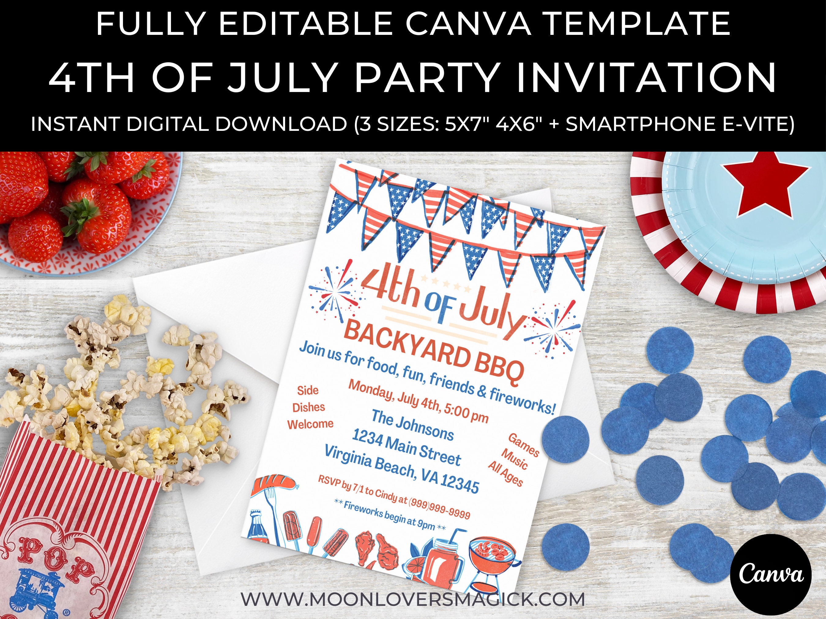 Editable 4th of July BBQ Invitation DIY Instant Digital - Etsy