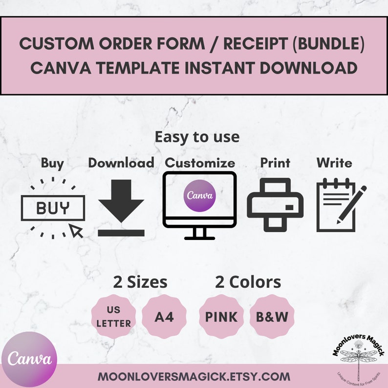 Custom Order Form Template Order Receipt Canva Template - Etsy