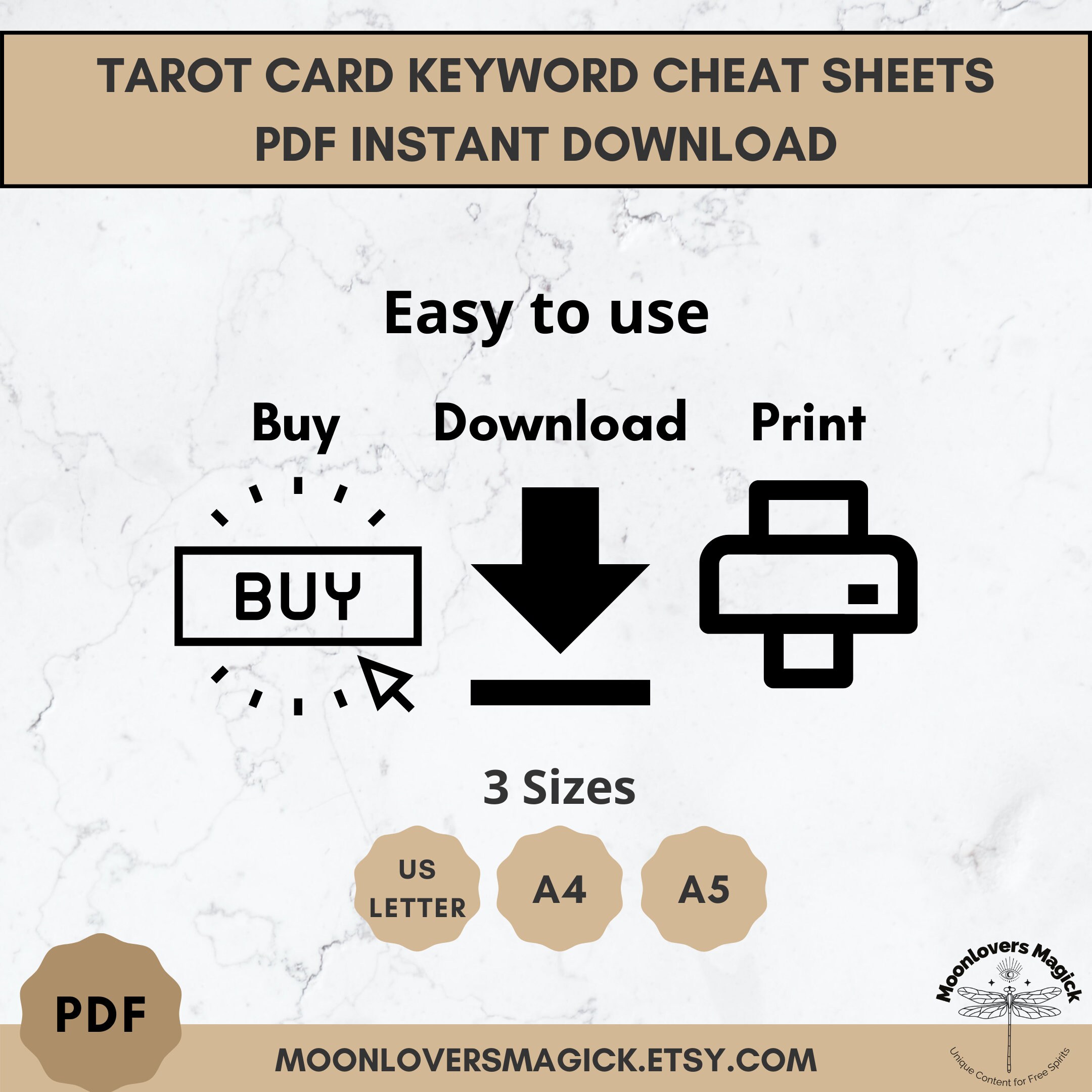 Tarot Keyword Cheat Sheets, Digital Download PDF Divination Guide ...