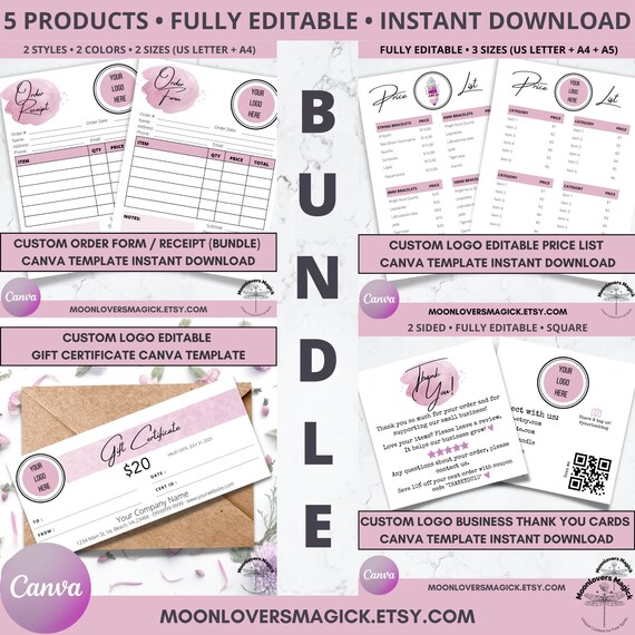 Custom Logo Order Form Order Receipt Price List Gift - Etsy