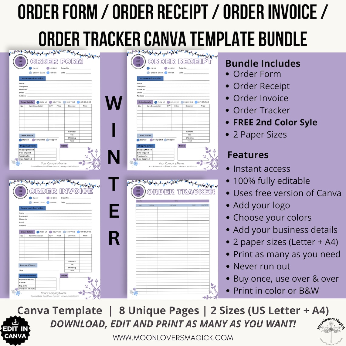 Christmas Order Form Template, Custom Logo Order Tracker, Order Receipt ...