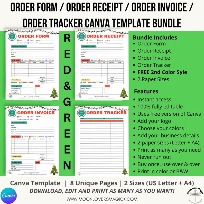 Christmas Order Form Template Custom Logo Order Tracker - Etsy