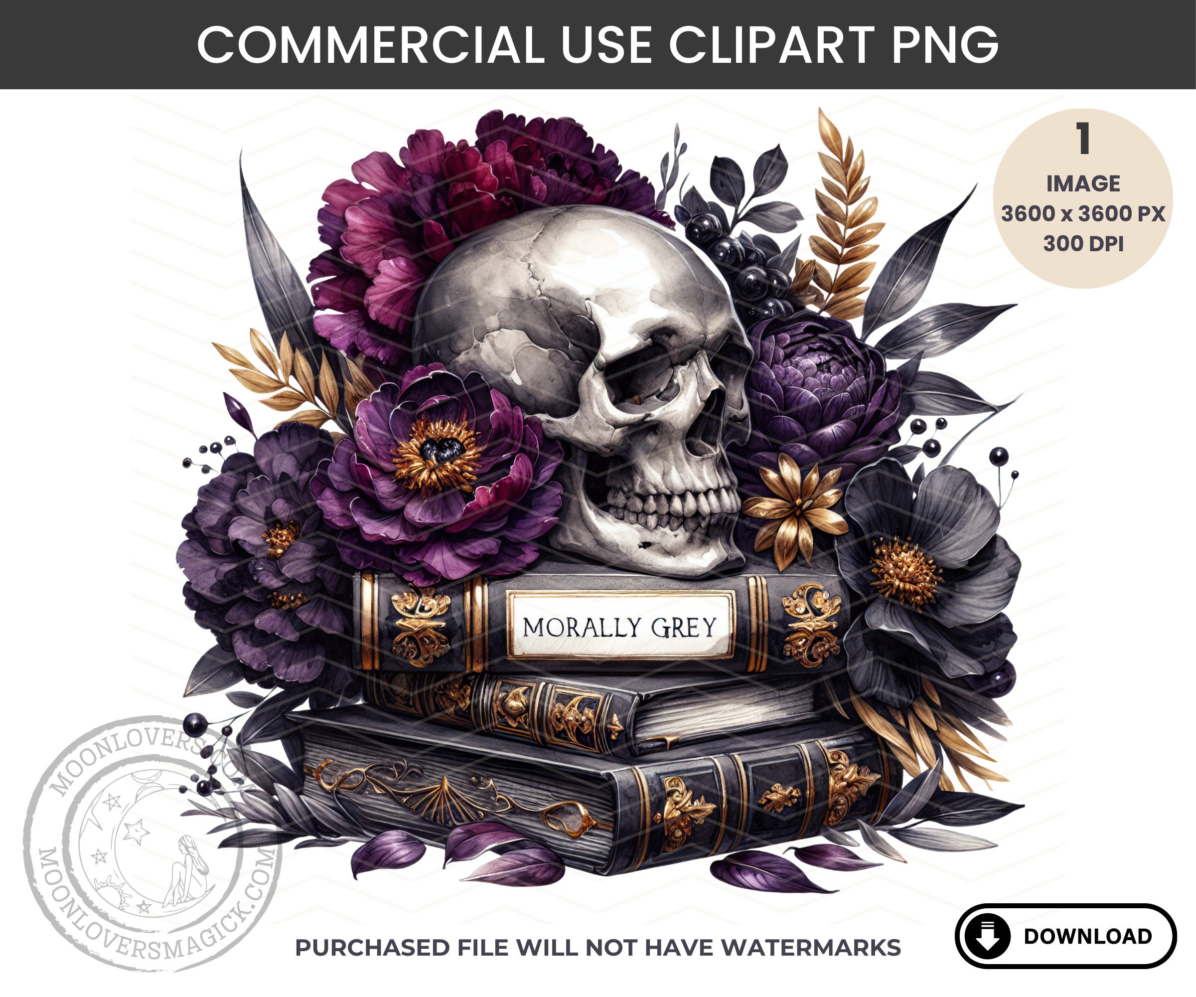 Morally Grey PNG, Commercial Use Watercolor Clipart Design, Romantasy ...