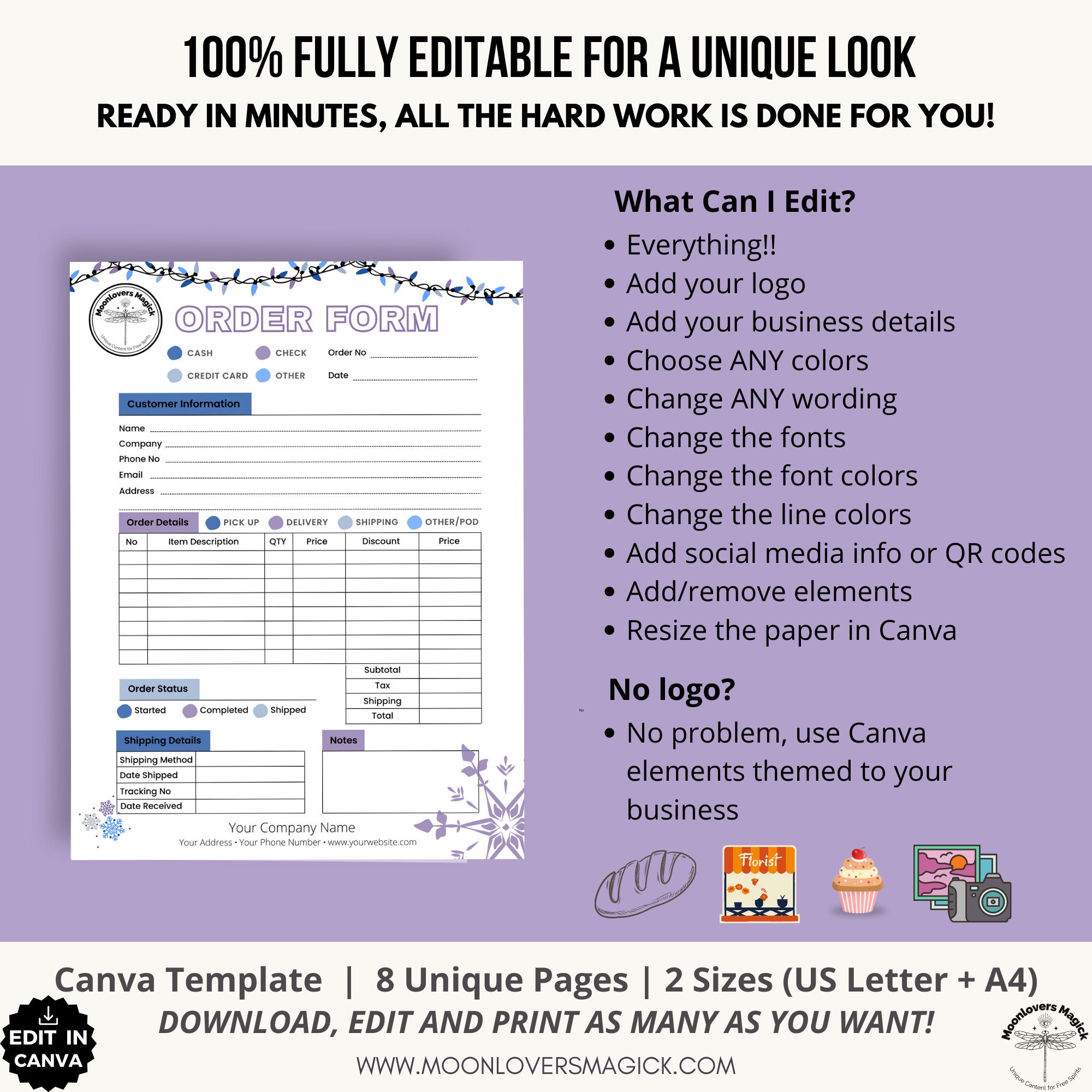 Christmas Order Form Template, Custom Logo Order Tracker, Order Receipt ...