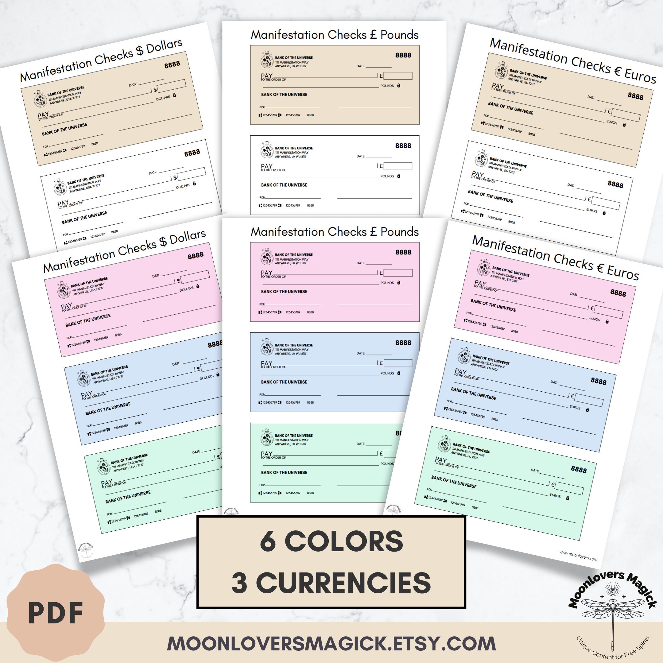 Printable Vision Board Checks, Pastel Neutral Minimalist Bundle With ...