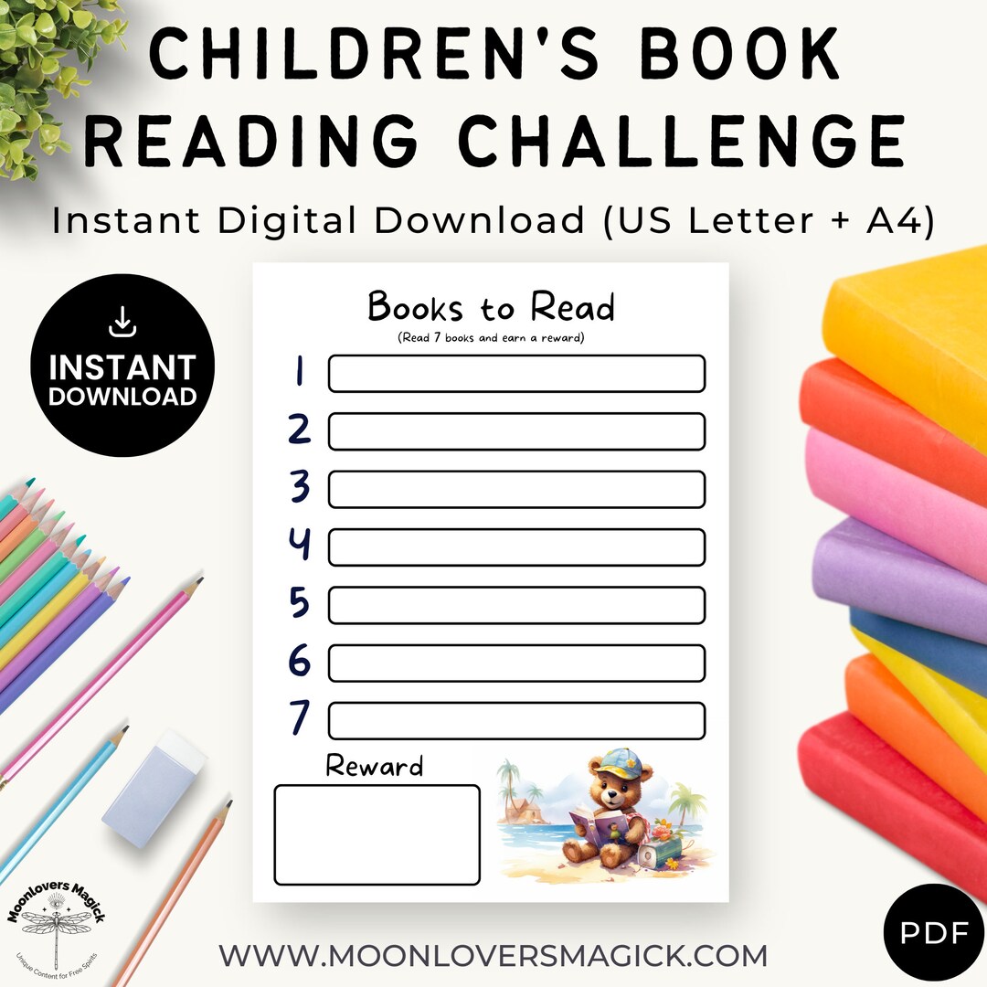 Children's Reading Book Challenge, Reading Tracker Printable for Kids ...