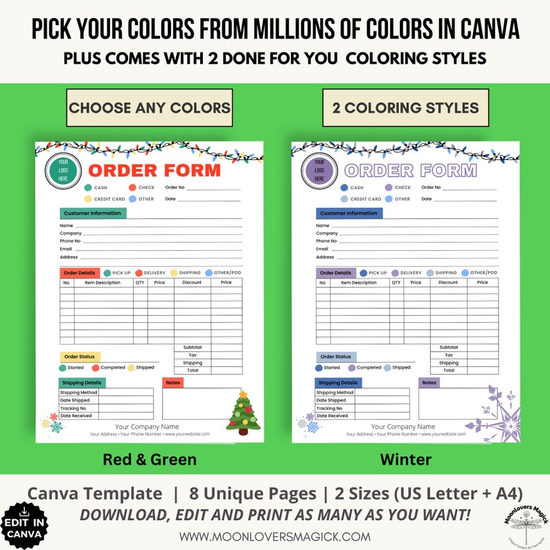 Christmas Order Form Template, Custom Logo Order Tracker, Order Receipt ...