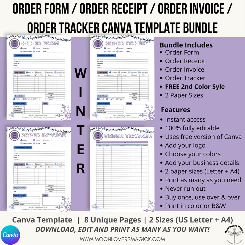 Christmas Order Form Template Custom Logo Order Tracker - Etsy