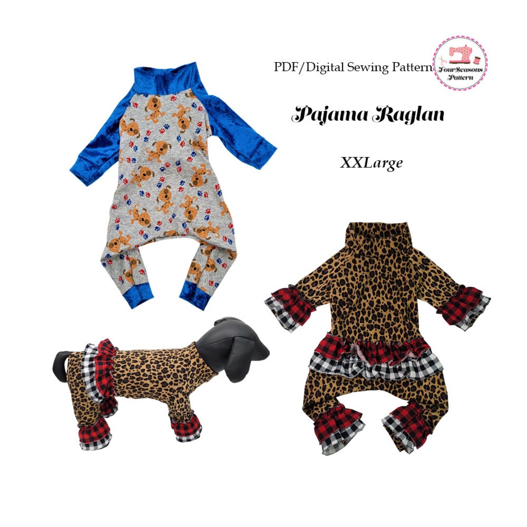 Dog Raglan Pajama Sewing Pattern PDF, Dog Clothes Pattern -XXLARGE ...