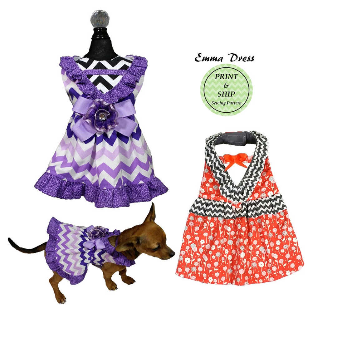 PRINTED Emma Dog Dress Pattern, Dog Clothes Sewing Pattern PDF, Dog ...