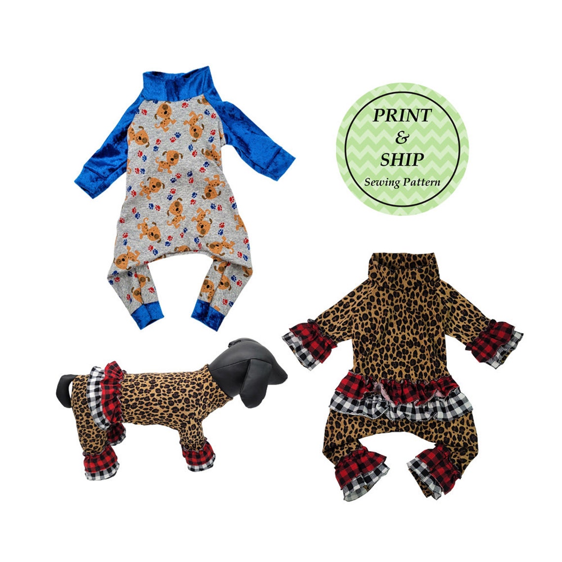 PRINTED Dog Raglan Pajama Sewing Pattern PDF, Dog Clothes Pattern -ALL ...